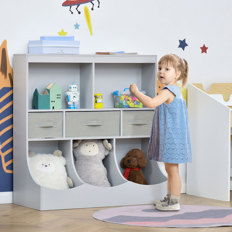 HLILish HOMCOM Kids Bookcase Toy Storage Organizer Cabinet Children Display Bookshelf With Drawers For Toys Clothes Books Wayfair Canada